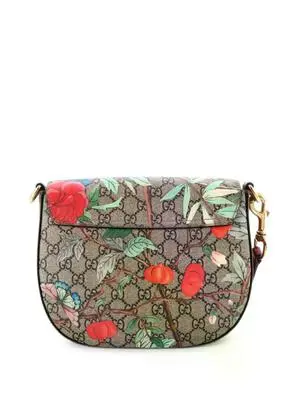 Gucci Padlock Saddle Tian Print Gg Coated Canvas Medium Shoulder Bag - Brown