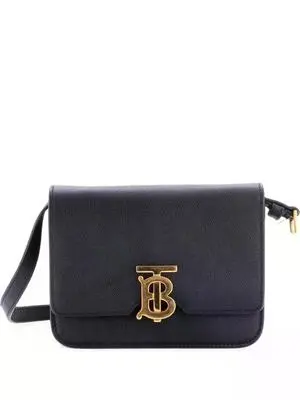 Burberry Tb Flap Bag Leather Mini Crossbody Bag - Black