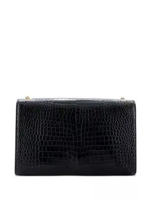 Saint Laurent Classic Monogram Tassel Crocodile Embossed Leather Medium Crossbody Bag - Black