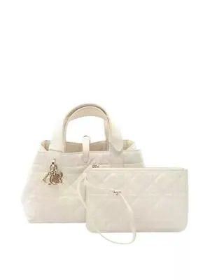 Dior 2010-2026 Small Calfskin Macrocannage Toujours Handbag - White