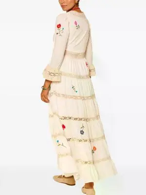 Rixo Regine Floral-embroidered Tiered Dress