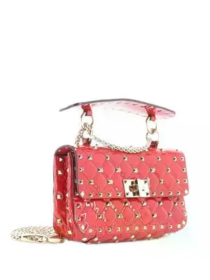 Valentino Garavani Rockstud Spike Flap Bag Quilted Patent Small Shoulder Bag