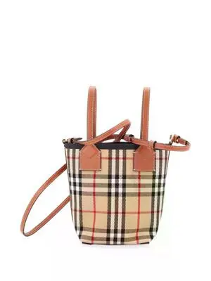 Burberry London Vintage Check Canvas Mini Bucket Bag
