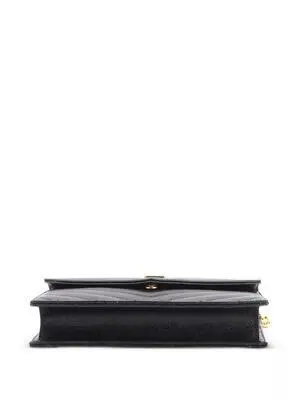 Saint Laurent Classic Monogram Wallet On Chain Matelasse Chevron Leather Small Crossbody Bag - Black