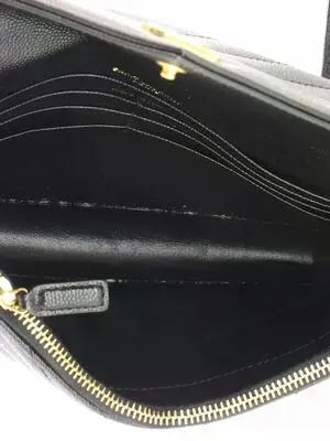 Saint Laurent Classic Monogram Wallet On Chain Matelasse Chevron Leather Small Crossbody Bag - Black