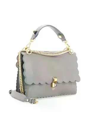 Fendi Kan I Bag Leather Medium Shoulder Bag - Grey