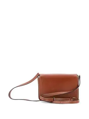 Burberry Hampshire Shoulder Bag Leather And Vintage Check Canvas Small Crossbody Bag - Brown