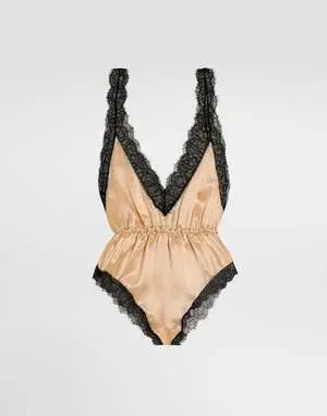 Dolce & Gabbana Satin And Lace Bodysuit Underwear