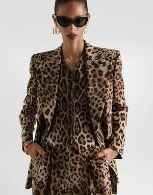Dolce & Gabbana Turlington Leo- Wool Double-breasted Jacket Blazers Animal