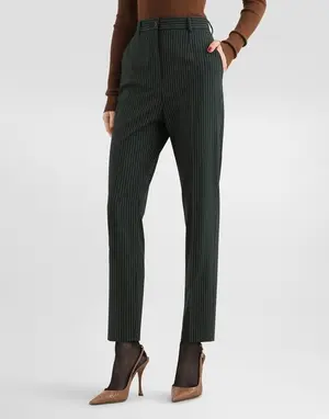 Dolce & Gabbana Pinstripe Wool Trousers Pants And Shorts Multi-colored