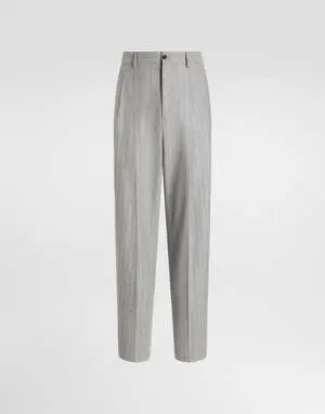 Dolce & Gabbana Pinstripe Flannel Trousers Pants And Shorts - Multicolor