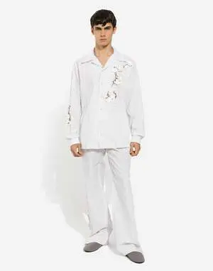 Dolce & Gabbana Striped Poplin Shirt With Embroidery Shirts Multi-colored