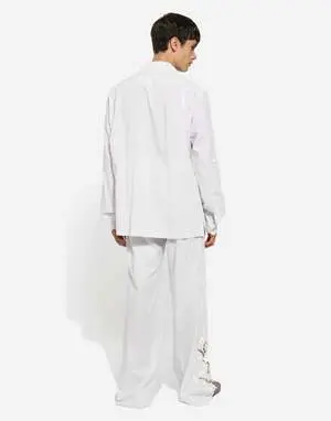 Dolce & Gabbana Striped Poplin Shirt With Embroidery Shirts Multi-colored
