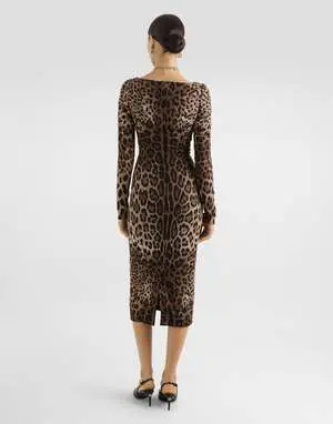 Dolce & Gabbana Leopard- Fitted Dress Dresses Animal Viscose