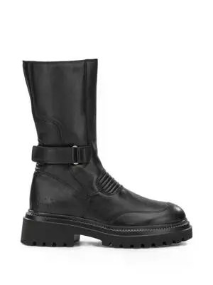 SUMMERY COPENHAGEN Buckle-strap Panelled Boots - Black