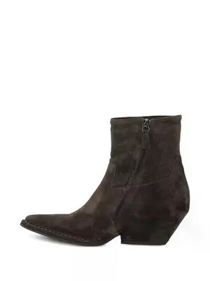 DEL CARLO Suede Pointed-toe Boots - Brown