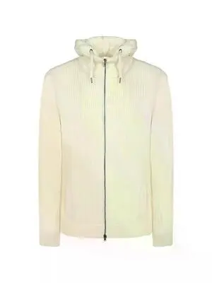 Herno Ribbed-knit Zip-up Hoodie