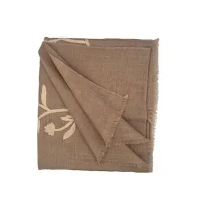 HERITAGEMODA Neutrals / Gi Certified Beige Hand Embroidered Pashmina Cashmere Scarf - Brown