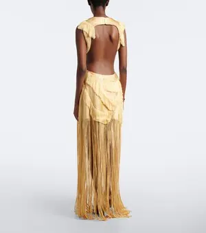 XU ZHI Embellished Fringed Open-back Minidress