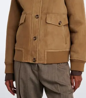 YVES SALOMON Teddy-trimmed Suede Jacket