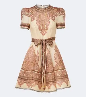 Zimmermann Ascent Paisley Linen And Silk Minidress - Multicoloured