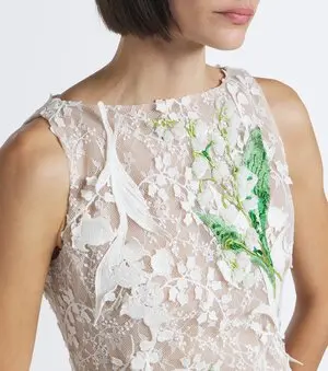 LEO LIN Cleo Beaded Floral-applique Lace Dress