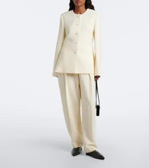RÓHE Wool-blend Boucle Barrel-leg Pants
