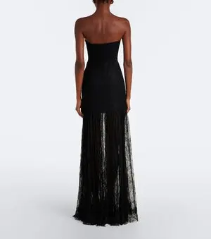 Retrofete Jeanette Lace Strapless Gown