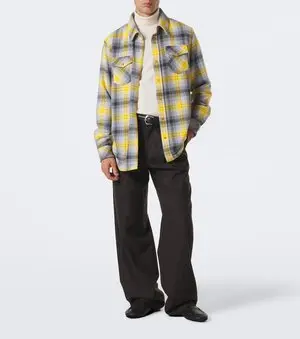GOD'S TRUE CASHMERE Alchemy Plaid Cashmere Shirt With Carnelians
