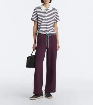 The Upside Sophie Cropped Striped Pique Polo Shirt