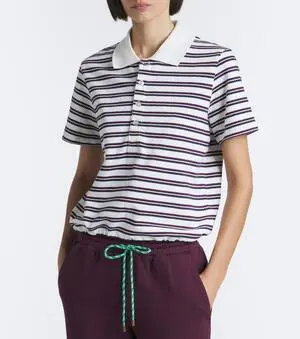 The Upside Sophie Cropped Striped Pique Polo Shirt