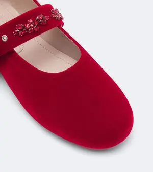 Simone Rocha Embellished Velvet Mary Jane Flats