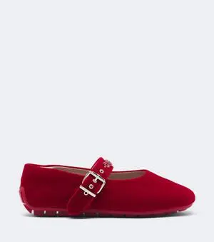 Simone Rocha Embellished Velvet Mary Jane Flats