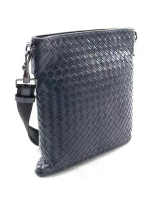 Bottega Veneta 2000s Intrecciato Messenger Bag - Blue