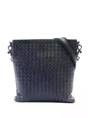 Bottega Veneta 2000s Intrecciato Messenger Bag - Blue
