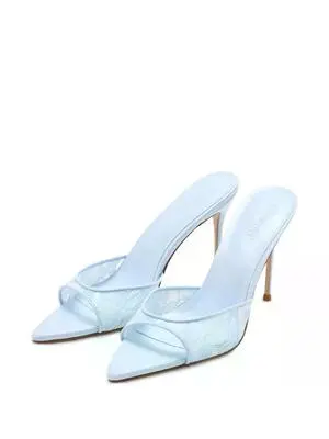 Femme La Bella Lace Heeled Slipper Sandals - Blue