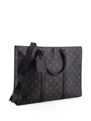LOUIS VUITTON Sac Plat Zipper Monogram Eclipse Canvas Horizontal Tote Bag