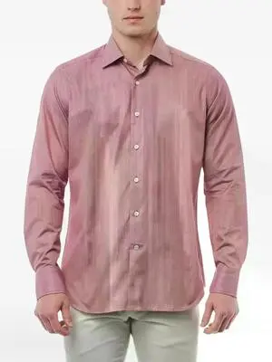BAGUTTA Striped Cotton Shirt - Red