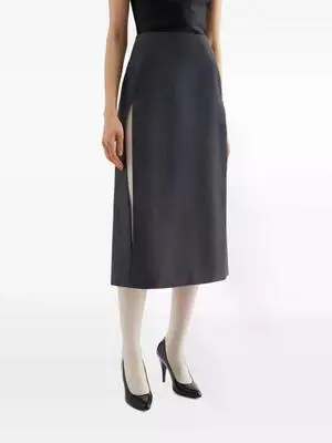 JIL SANDER Fil-à-fil Slit Midi Skirt