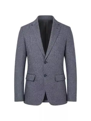 FERRI Herringbone Notch-lapel Blazer - Blue