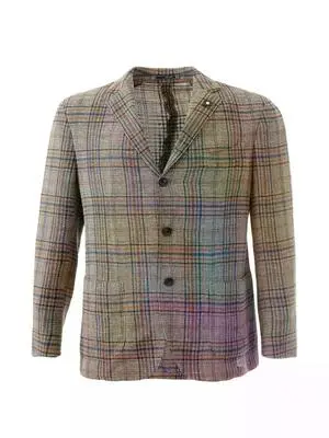 LARDINI Plaid-pattern Single-breasted Blazer