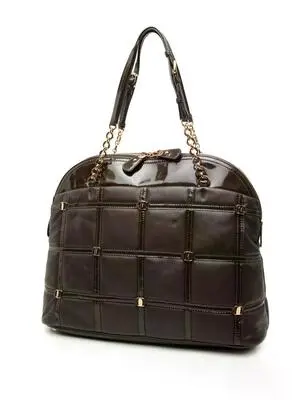 FERRAGAMO 2000-2010 Quilted Calfskin And Patent Grid Dome Tote Bag