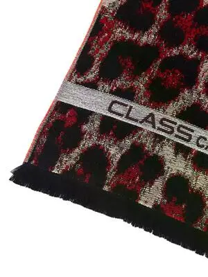 Roberto Cavalli Leopard-print Logo-band Scarf