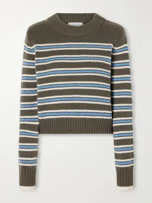 LA LIGNE Mini Marin Striped Wool And Cashmere-blend Sweater - Brown