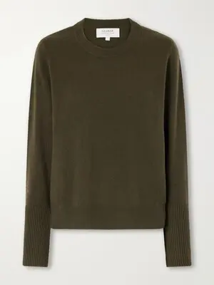 LA LIGNE Solid Lean Lines Cashmere Sweater - Green