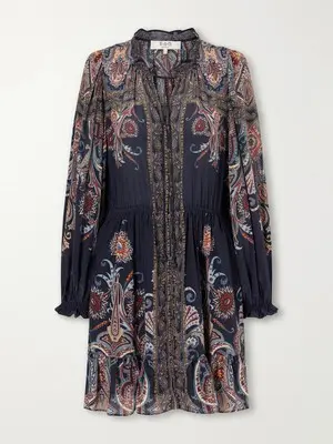 Sea Hyacinth Gathered Paisley-print Crepe Mini Dress - Multi