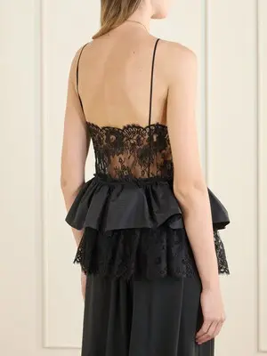 Chloé Ruffled Lace-trimmed Taffeta Cami