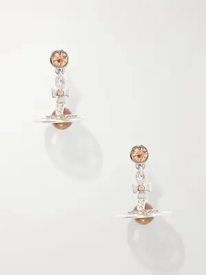 VIVIENNE WESTWOOD New Petite Orb -tone Cubic Zirconia Earrings - Silver