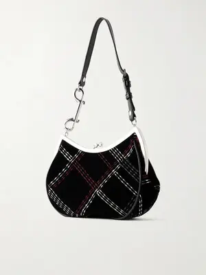 VIVIENNE WESTWOOD Charm Frame Embellished Embroidered Velvet Shoulder Bag
