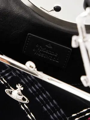 VIVIENNE WESTWOOD Charm Frame Embellished Embroidered Velvet Shoulder Bag